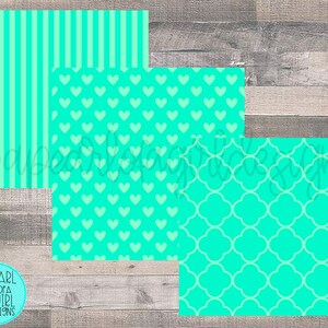 Aqua Greens Digital Paper, Seamless Pattern, Fabric Print, Background ...