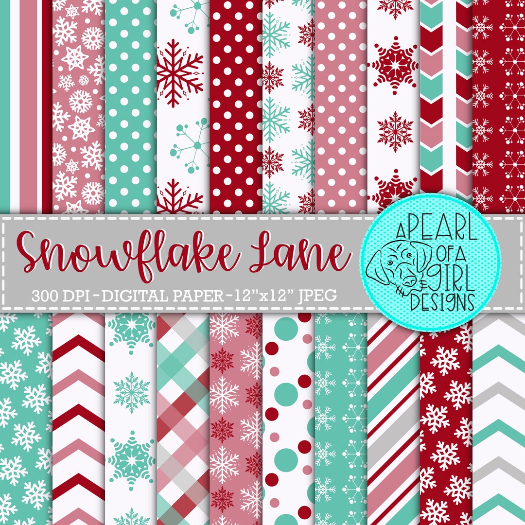 Christmas Snowflake Digital Papers, Snowflake Backgrounds, Christmas ...