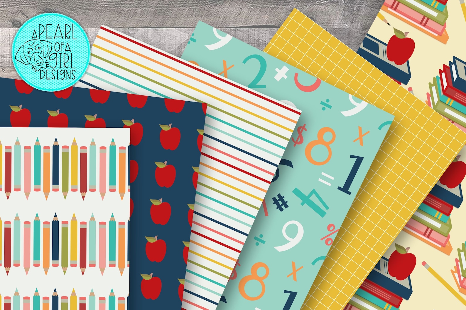 Back to School Digital Paper, Printable Paper, School Digital Paper ...