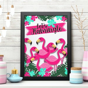 Flamingo Digital Paper, Flamingo Background, Tropical Pattern, Flamingo ...