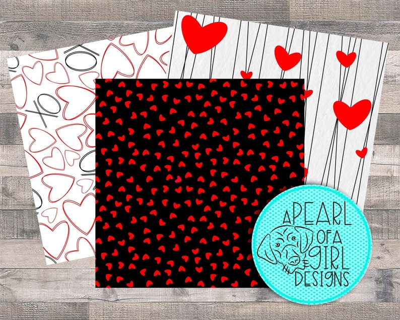 Love and Hearts Digital Paper Pack, Red Digital Paper, Valentine Paper ...