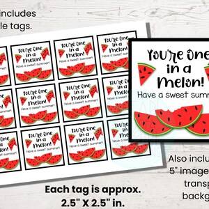You're One in a Melon Gift Tags, End of School Year Gift Tag ...