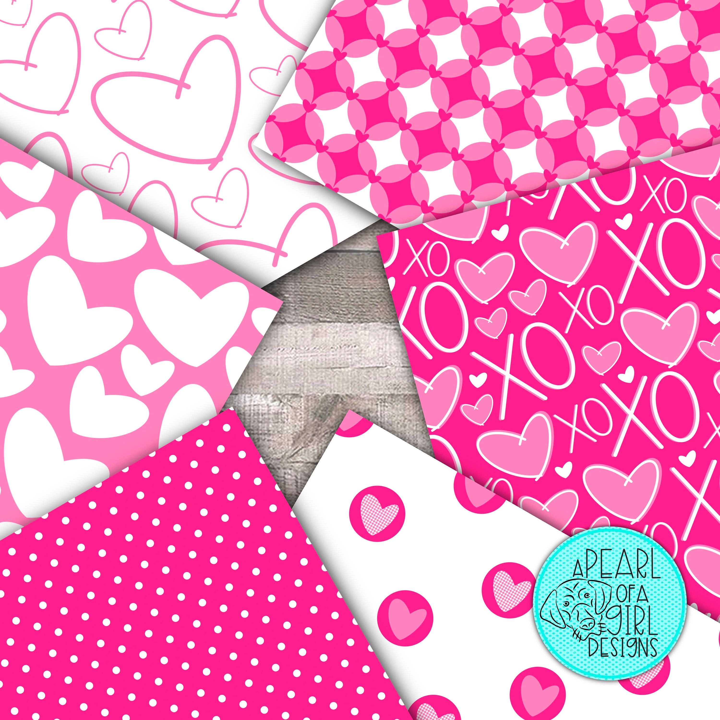 Valentine Hearts Digital Paper, Valentine Scrapbook Paper, Valentine's ...