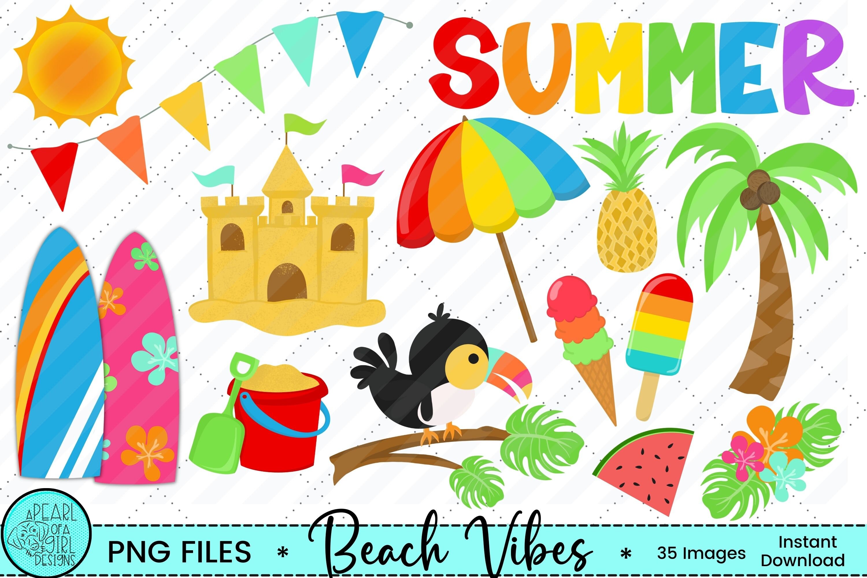 Beach Clipart, Pool Party Clipart, Tropical Clipart, Summer, Flamingo ...