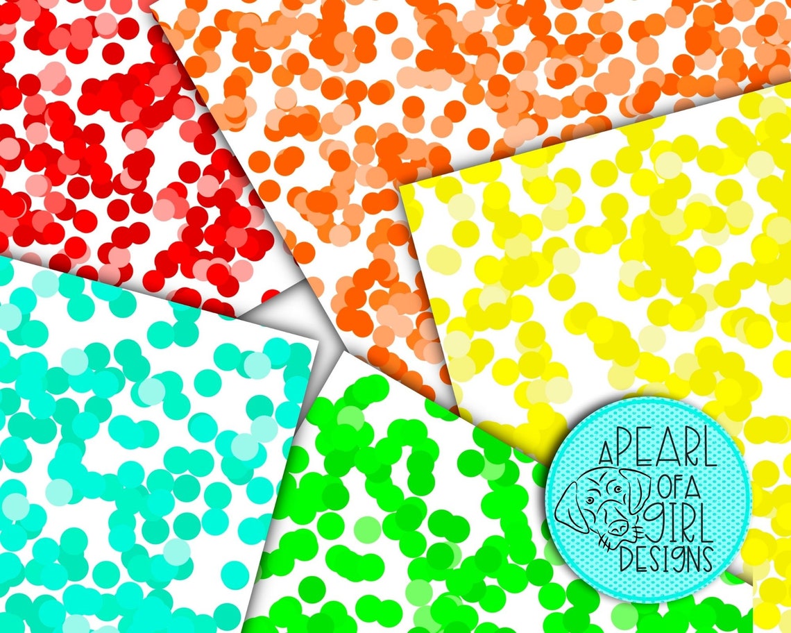 Rainbow Confetti Digital Paper Pack, Rainbow Paper, Scrapbook Paper ...