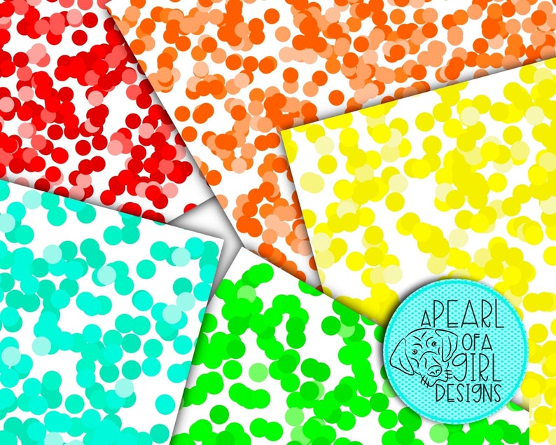 Rainbow Confetti Digital Paper Pack, Rainbow Paper, Scrapbook Paper ...