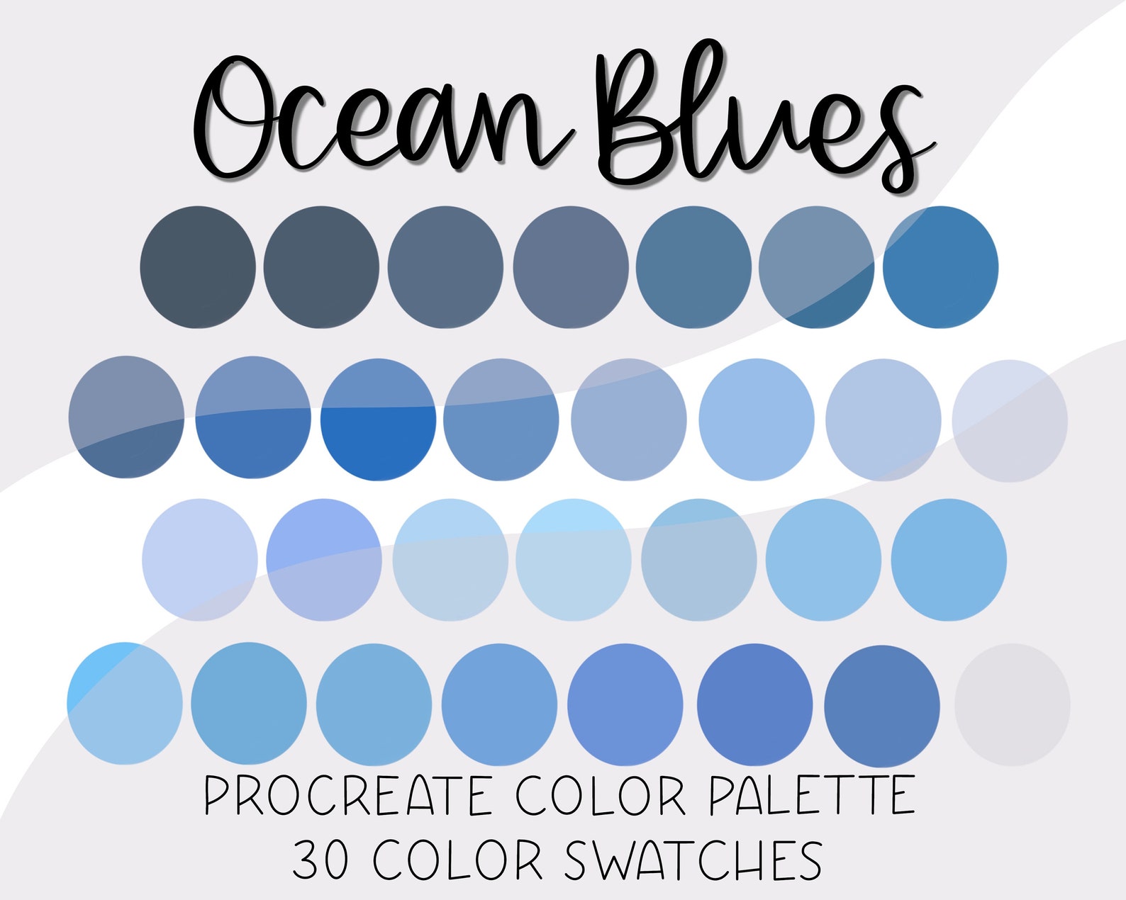 Ocean Blues Procreate Palette Color Swatches Digital Color Palette