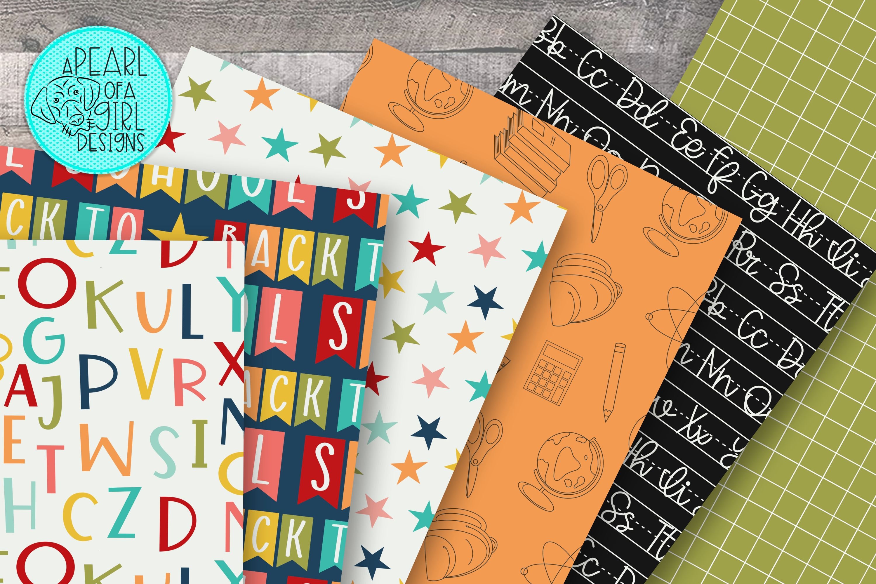 Back to School Digital Paper, Printable Paper, School Digital Paper ...