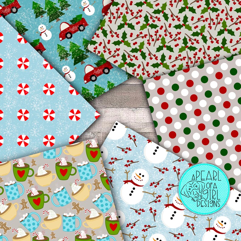 North Pole Digital Paper, Christmas Digital Paper, Christmas ...