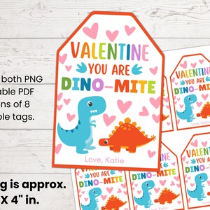 Dinosaur Valentine Tag, Dino-mite Valentine's, Kids Valentine Card ...