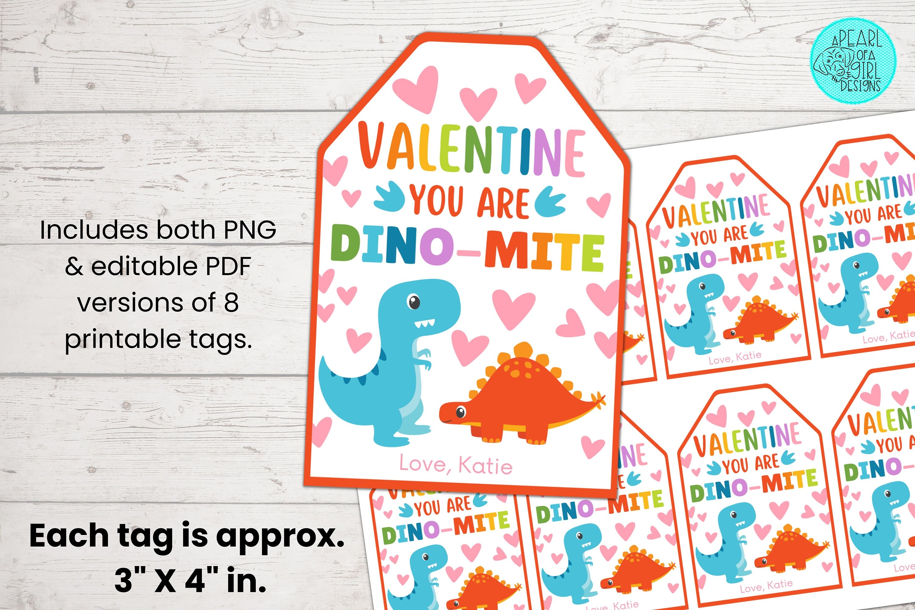 Dinosaur Valentine Tag, Dino-mite Valentine's, Kids Valentine Card ...