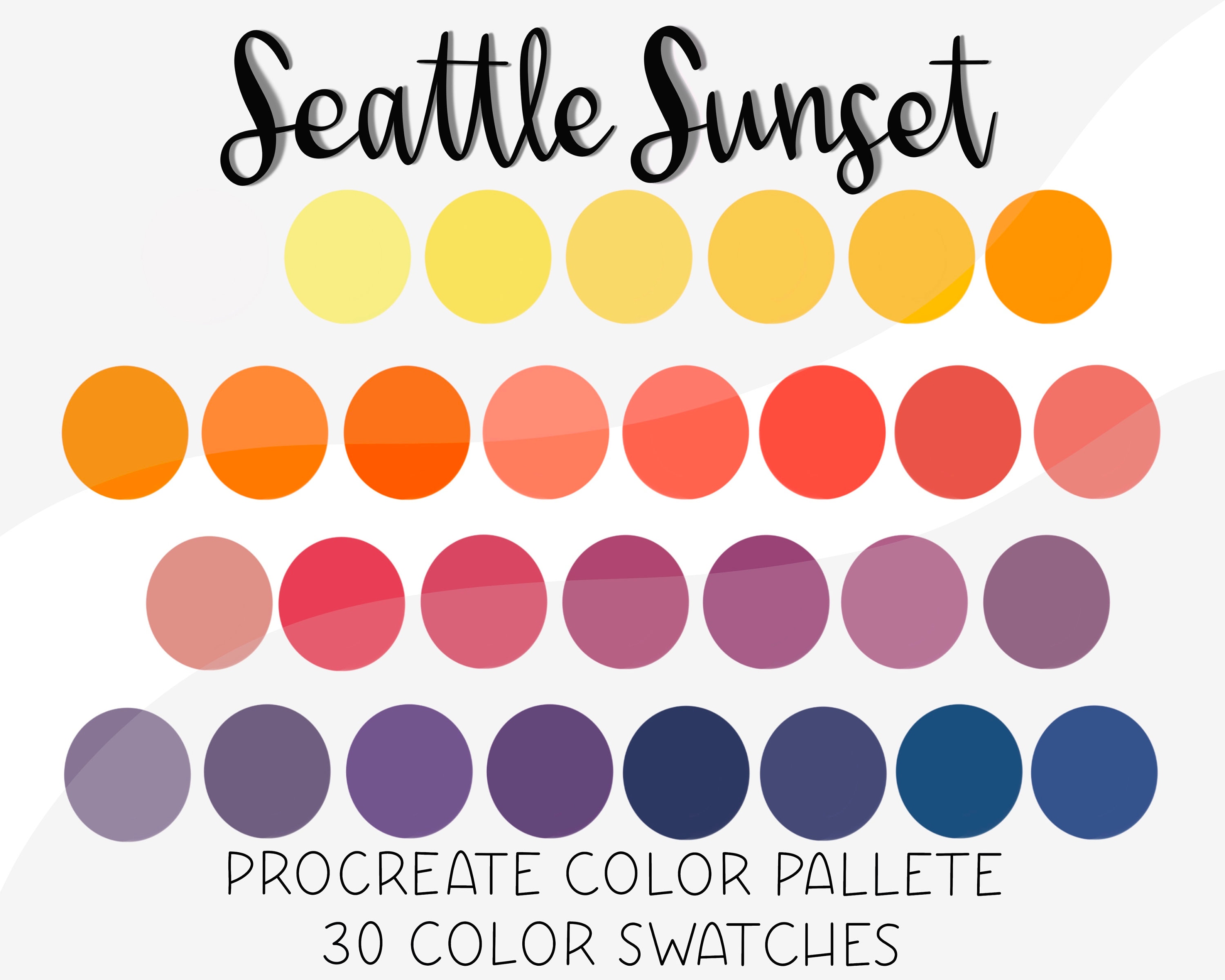 Seattle Sunset, Procreate Palette, Color Swatches, Digital Color ...