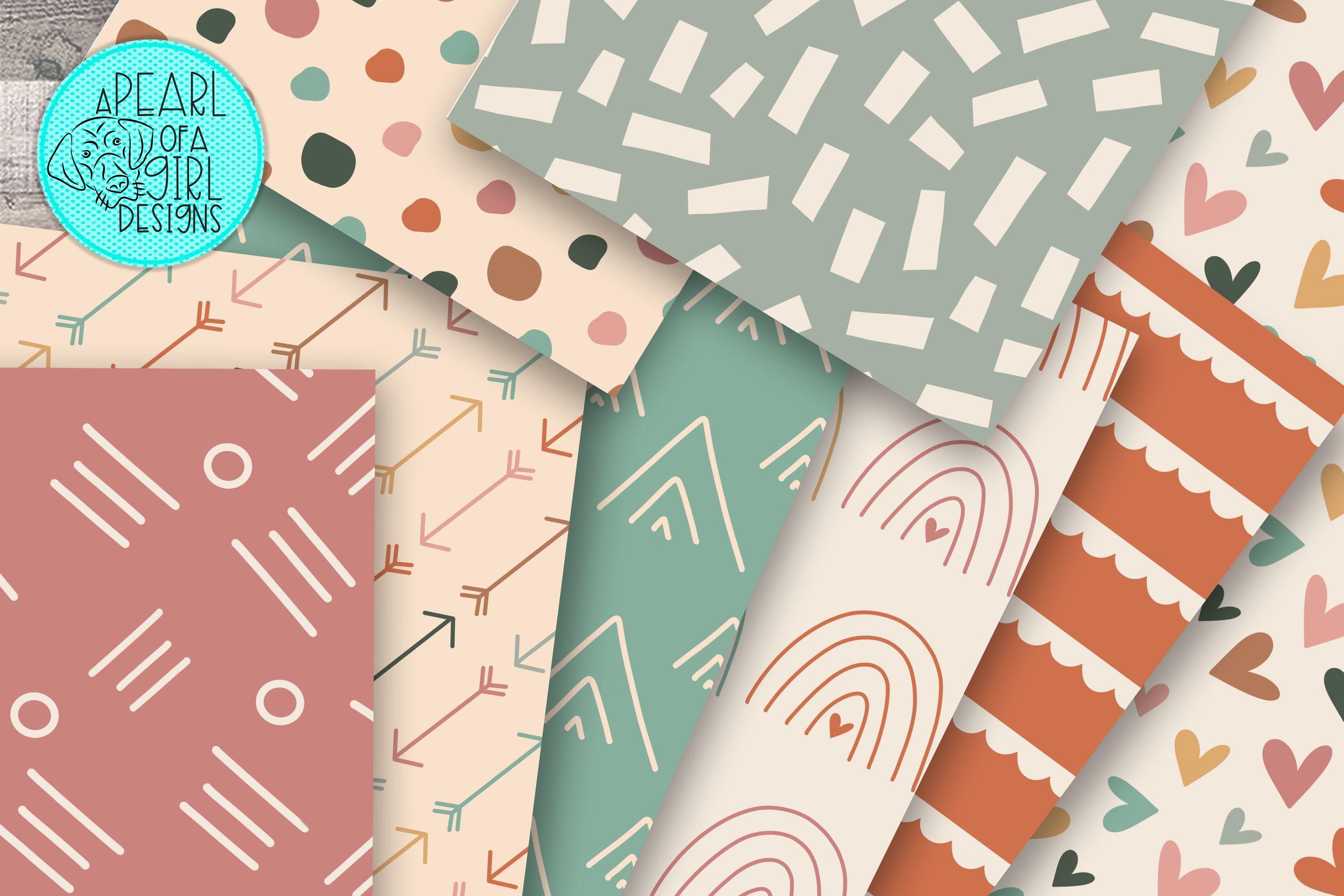 Boho Digital Paper, Boho Backgrounds, Bohemian Scrapbook Paper ...