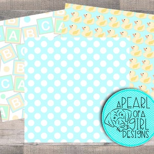 Baby Bath Digital Paper Pack, Printable Paper, Baby, Nursery, Scrapbook ...