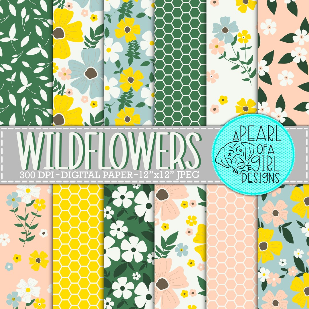 Wildflowers Digital Paper, Floral Digital Paper, Flower Scrapbook Paper ...