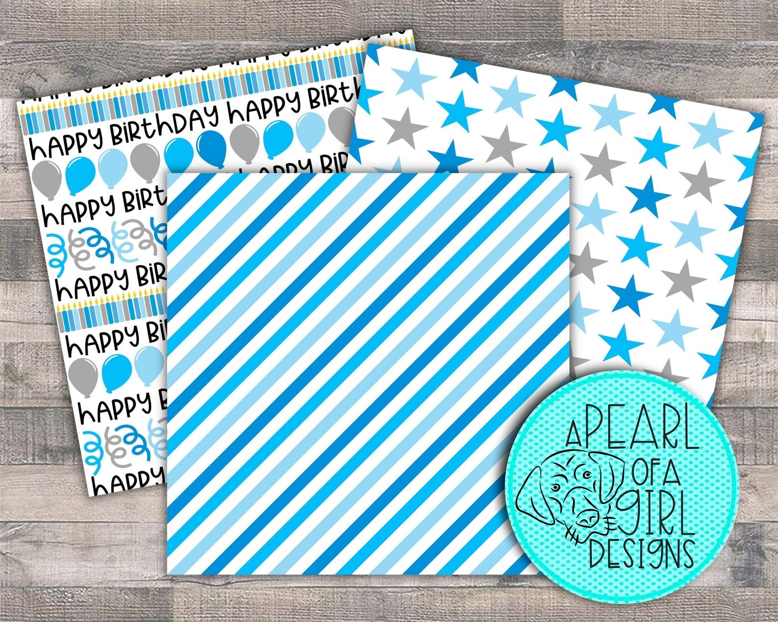 Birthday Boy Digital Paper Pack, Birthday Paper, Scrapbook, Happy ...