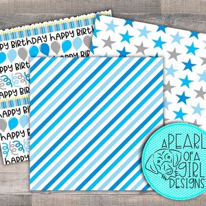 Birthday Boy Digital Paper Pack, Birthday Paper, Scrapbook, Happy ...