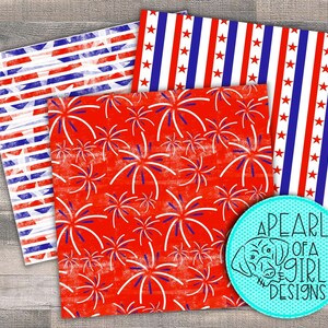 Stars & Stripes Digital Paper, Scrapbook, 4th of July, Patriotic, USA ...