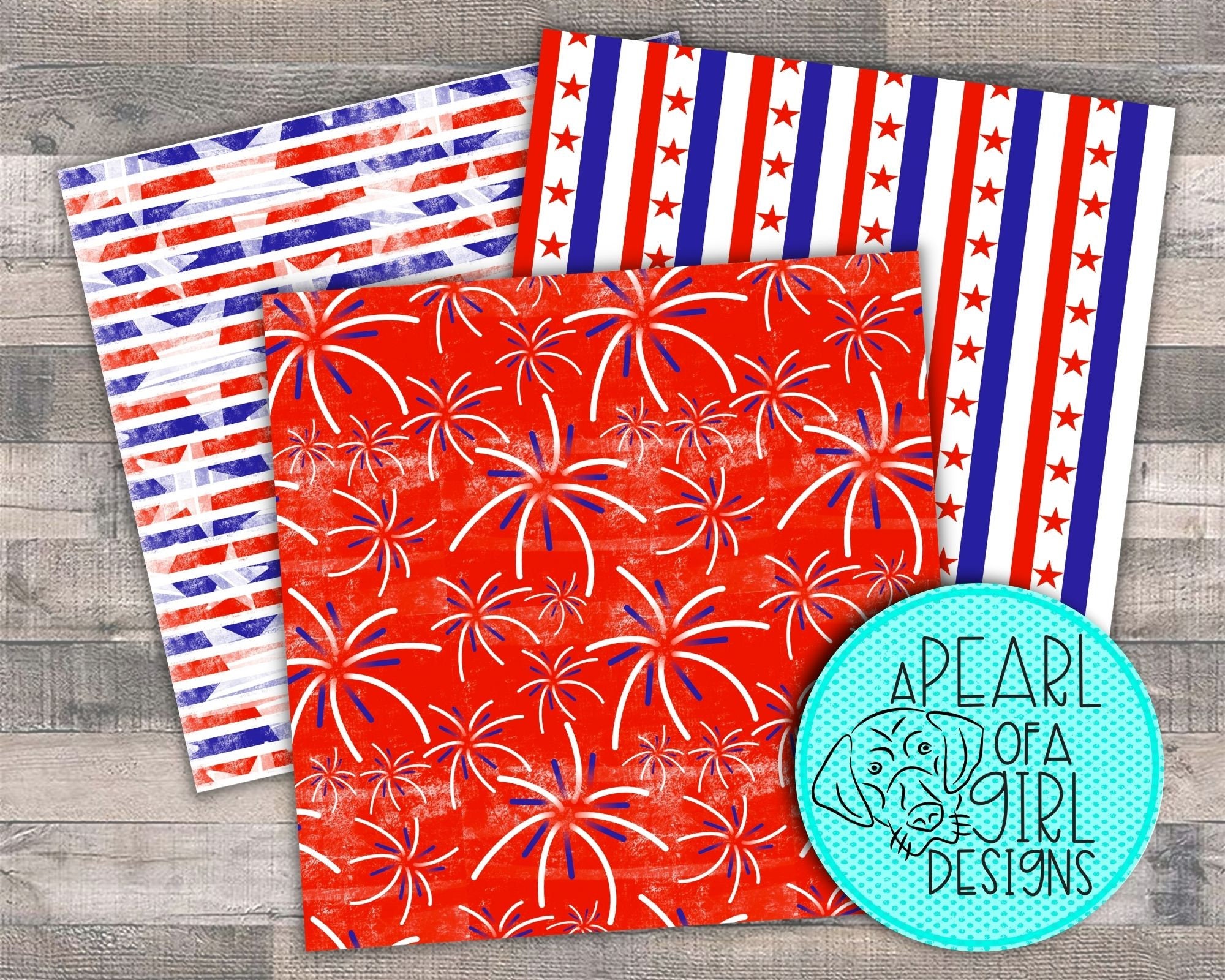 Stars & Stripes Digital Paper, Scrapbook, 4th of July, Patriotic, USA ...