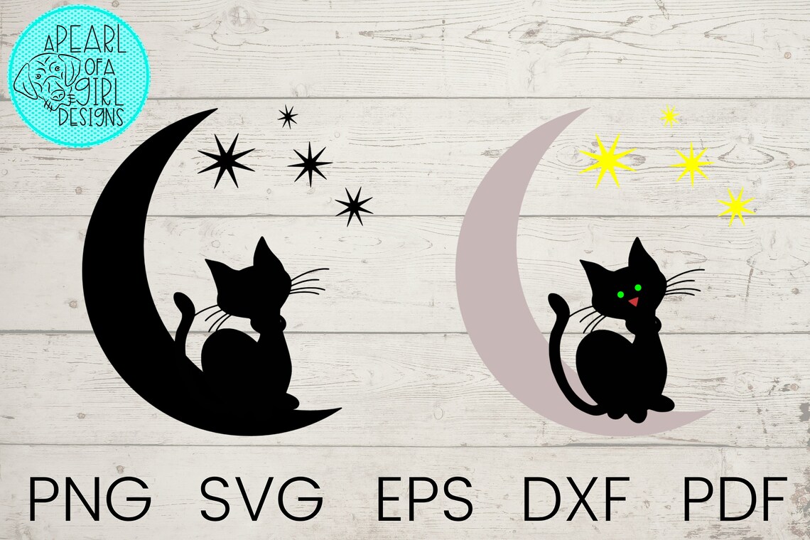 Cat Moon SVG, SVG Bundle, Cat Png, Dxf, Eps, Cut File Bundle, Cat SVG ...