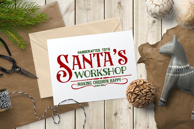 Santa's Workshop SVG, Christmas SVG, Vintage Christmas SVG, Santa Svg, Farmhouse Sign Svg ...