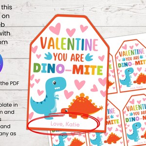 Dinosaur Valentine Tag, Dino-mite Valentine's, Kids Valentine Card ...