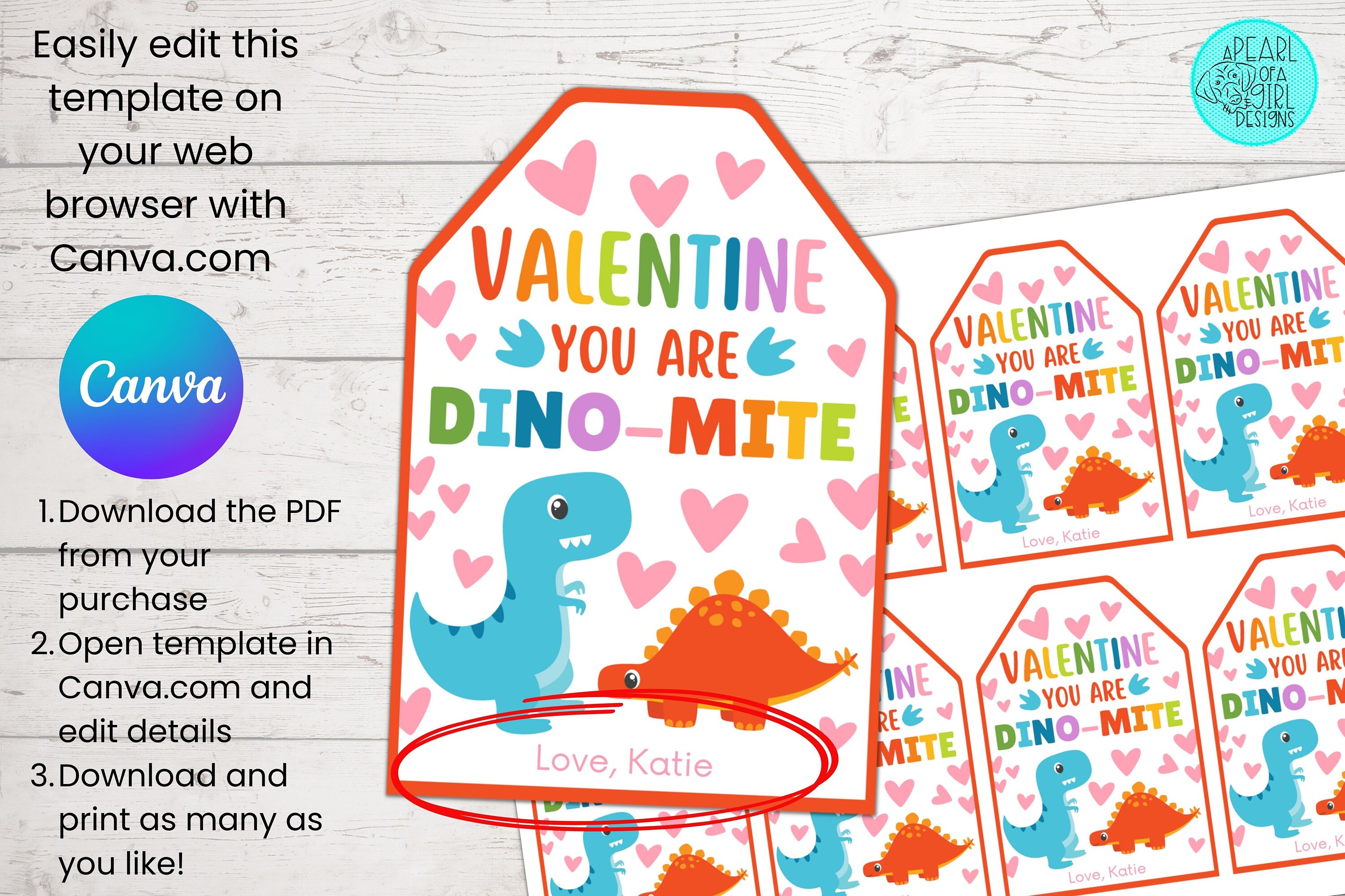 Dinosaur Valentine Tag, Dino-mite Valentine's, Kids Valentine Card ...