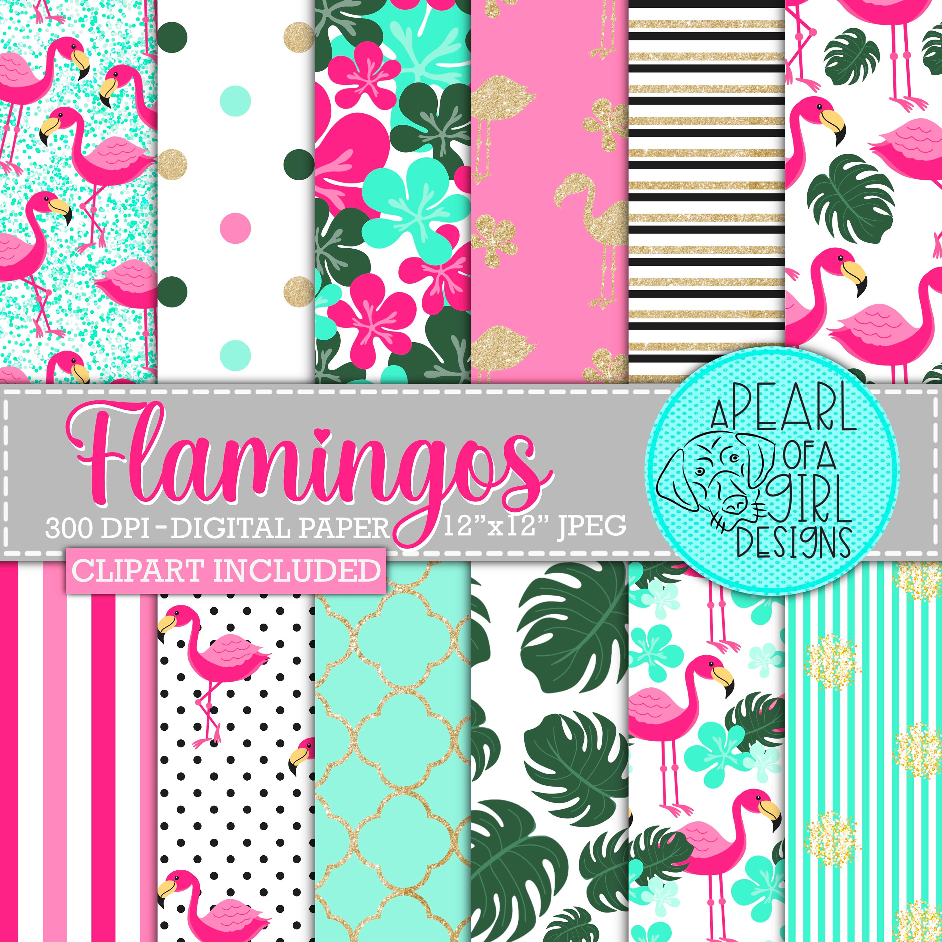 Flamingo Digital Paper Flamingo Background Tropical Pattern - Etsy