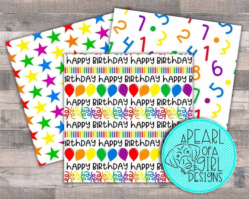 Balloon Party Digital Paper Pack, Birthday Paper, Scrapbook, Happy ...