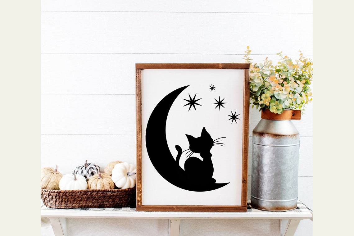 Cat Moon SVG SVG Bundle Cat Png Dxf Eps Cut File Bundle - Etsy