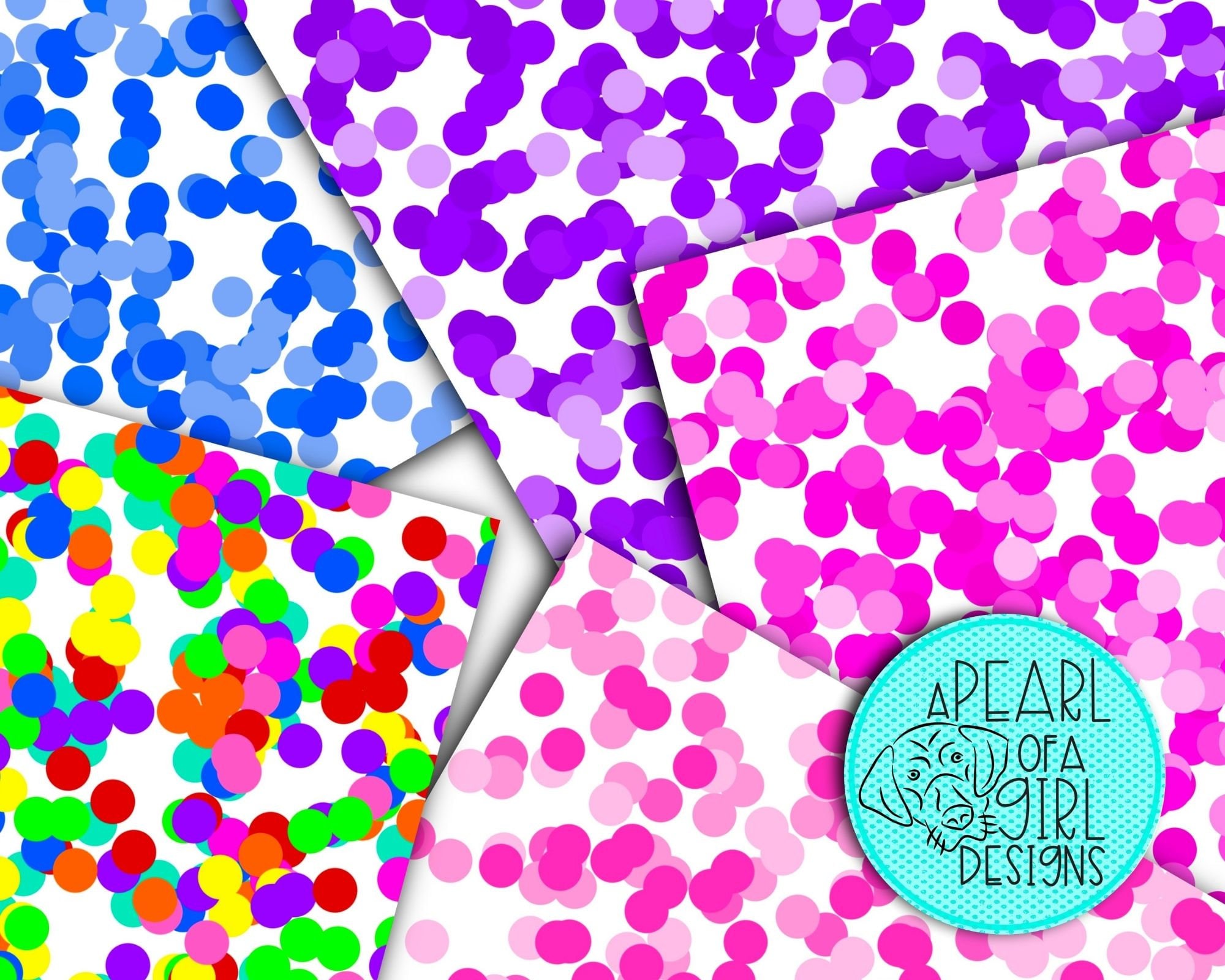 Rainbow Confetti Digital Paper Pack, Rainbow Paper, Scrapbook Paper ...