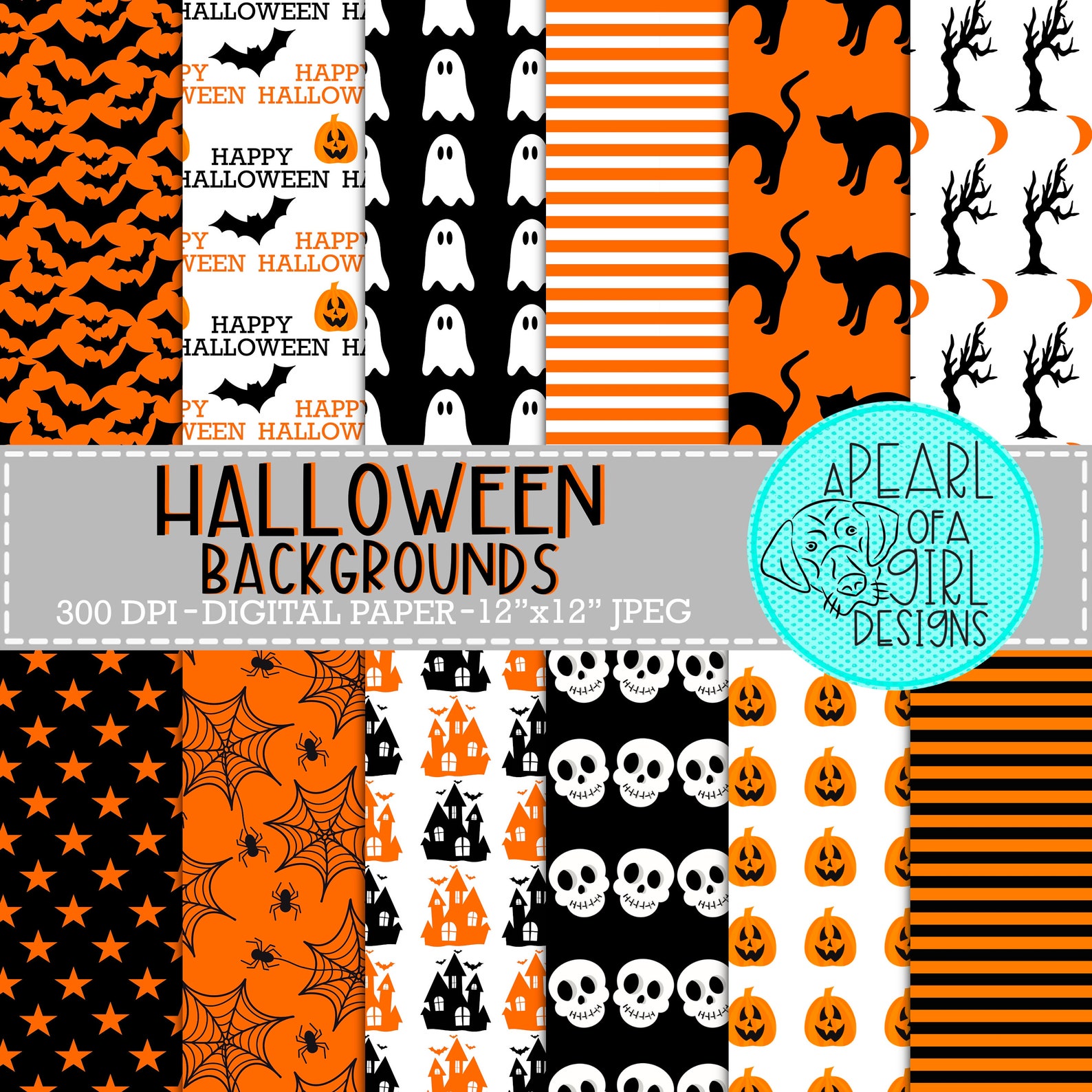 Halloween Digital Paper, Halloween Paper Pack, Halloween Scrapbook ...