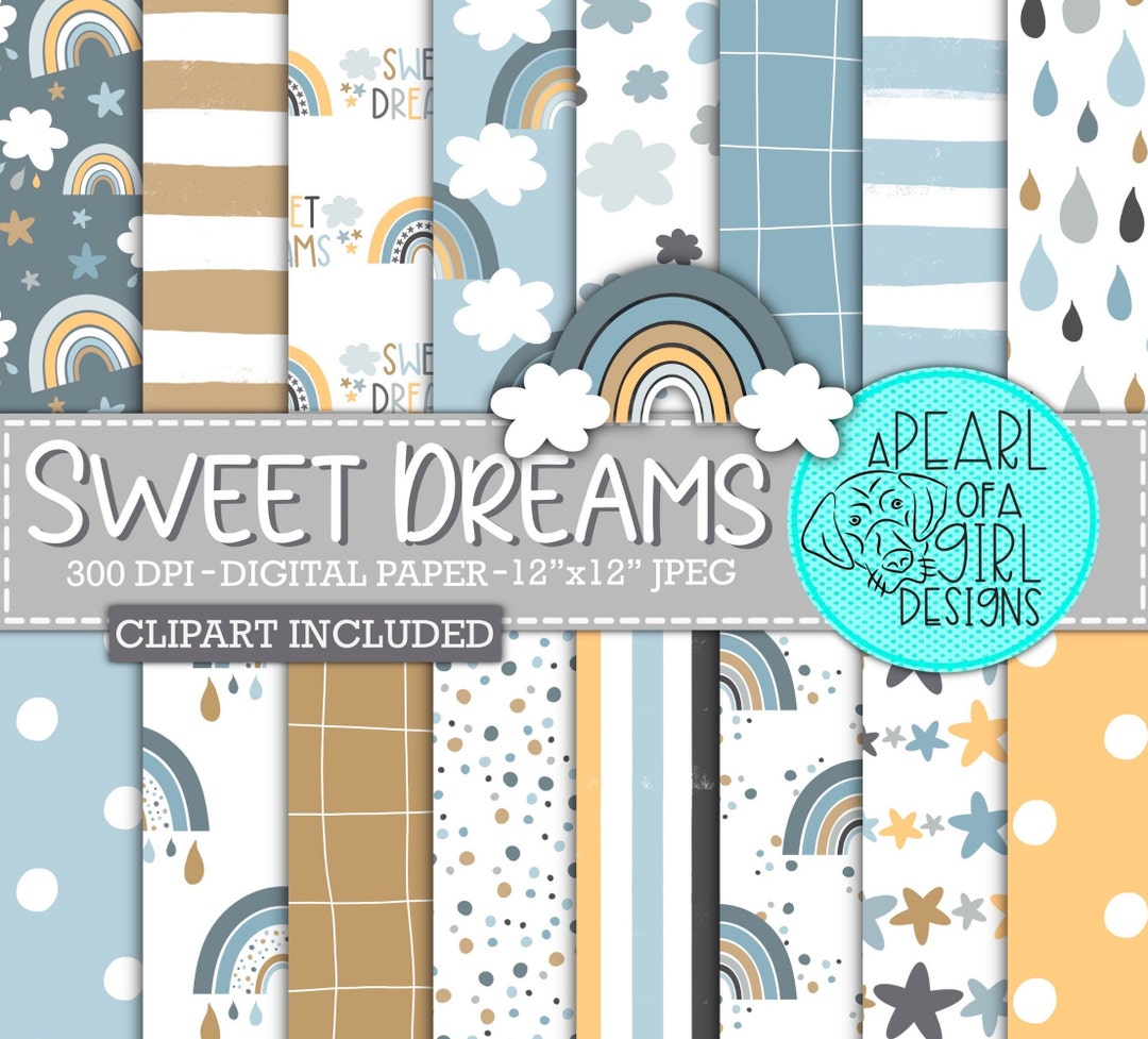 Bohemian Rainbow Digital Paper, Rainbow Scrapbook Paper, Baby Boy ...