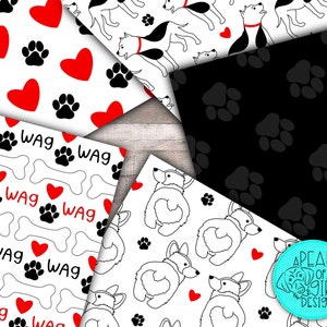 Puppy Love Digital Paper Pack, Printable Paper, Dog Digital Paper, Dog ...