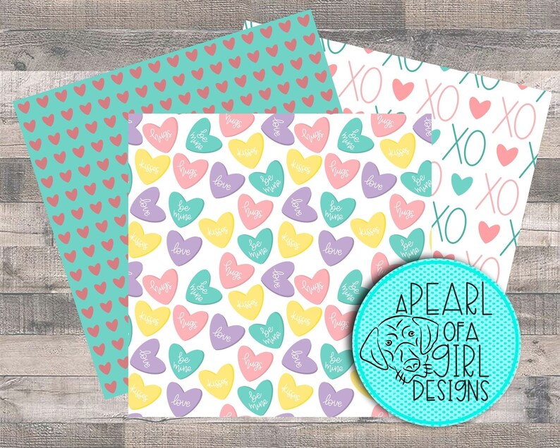 Sweet Hearts Digital Paper Pack Valentine Digital Paper - Etsy