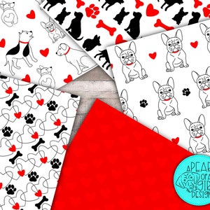 Puppy Love Digital Paper Pack, Printable Paper, Dog Digital Paper, Dog ...