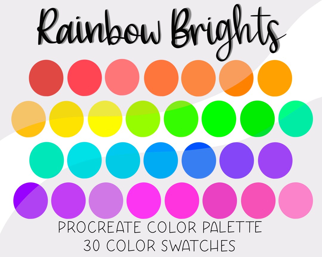 Rainbow Brights, Procreate Palette, Color Swatches, Digital Color ...