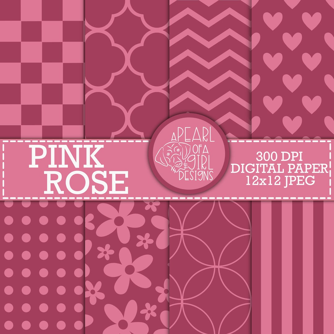 Pink Rose Digital Paper, Seamless Pattern, Fabric Print, Background ...