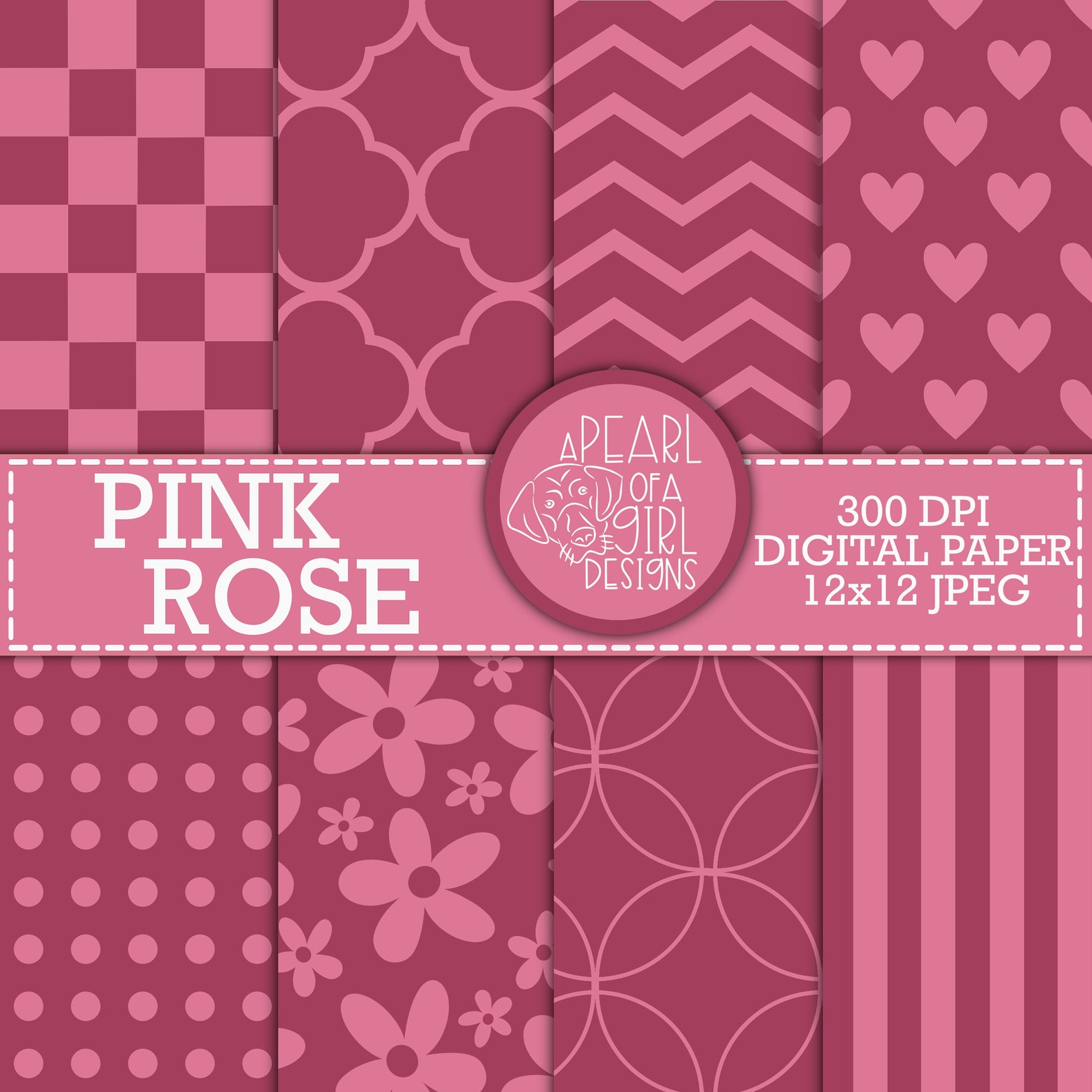 Pink Rose Digital Paper, Seamless Pattern, Fabric Print, Background ...