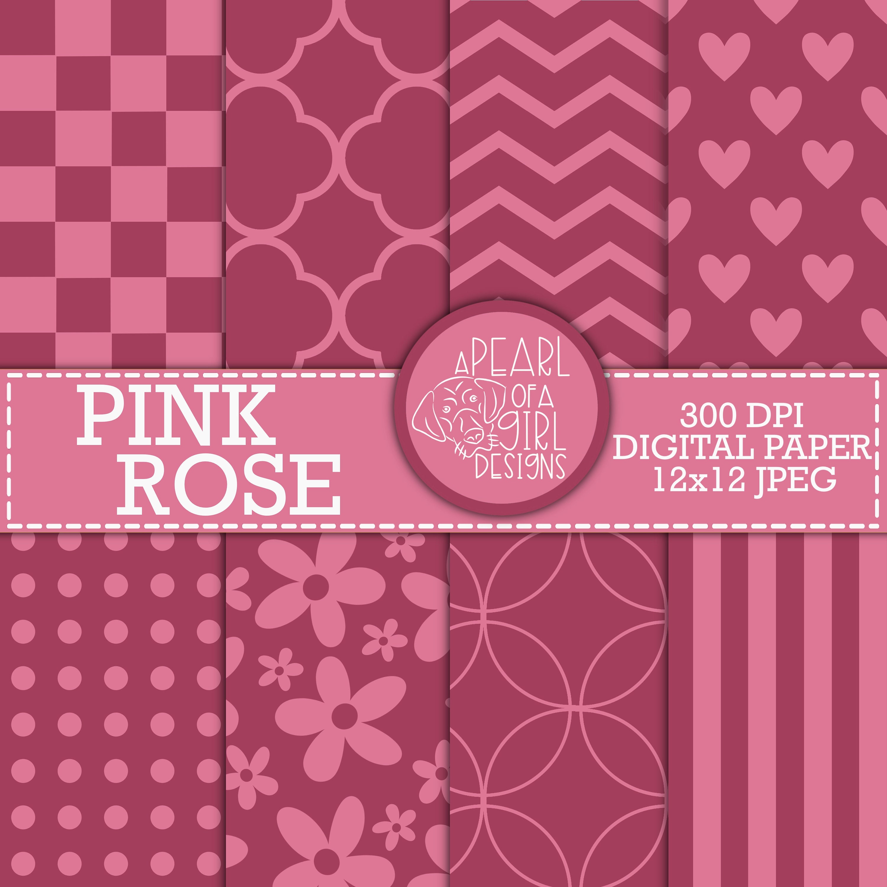 Pink Rose Digital Paper, Seamless Pattern, Fabric Print, Background ...