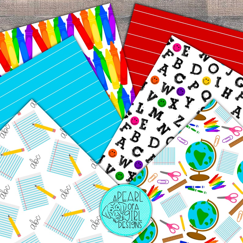 School Days Digital Paper, School Scrapbook Paper, Kids Scrapbook Paper ...