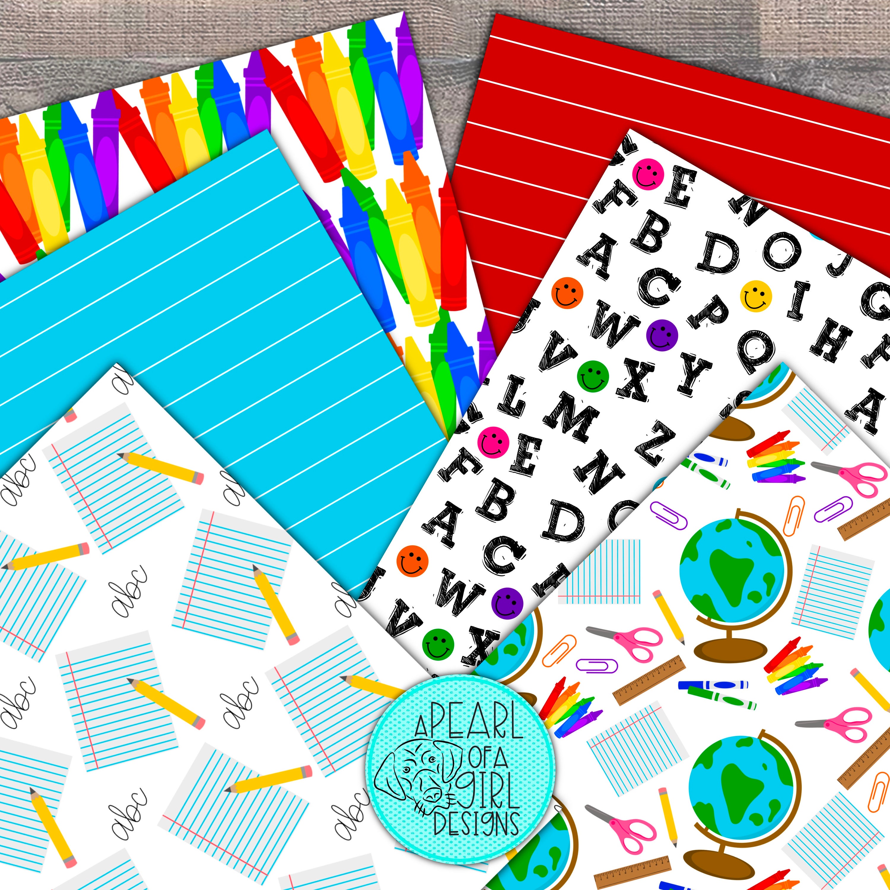 School Days Digital Paper, School Scrapbook Paper, Kids Scrapbook Paper ...