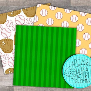 Play Ball Digital Paper Pack, Baseball Printable Paper, Scrapbook ...
