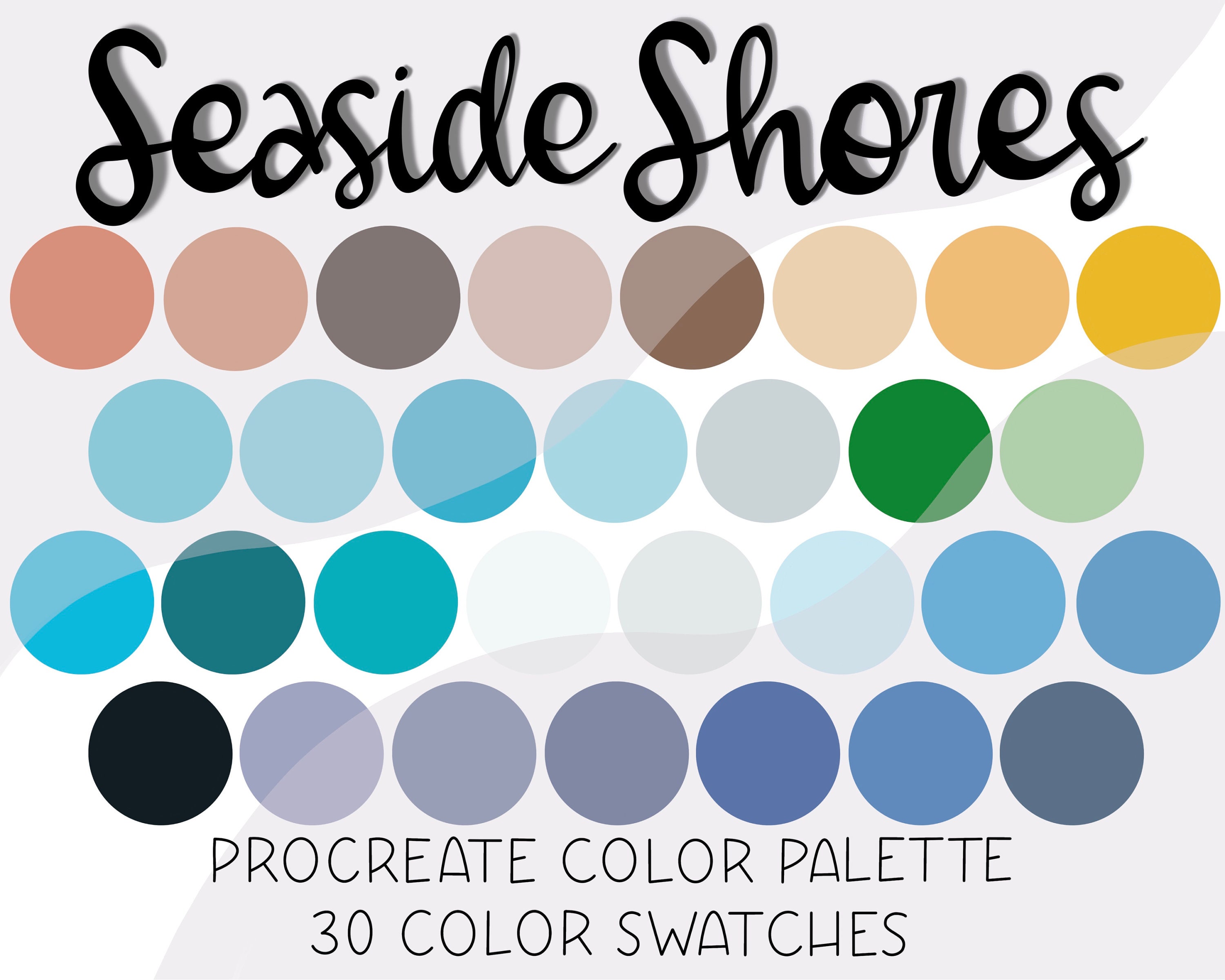 Seaside Shores Color Palette, Procreate Palette, Color Swatches ...
