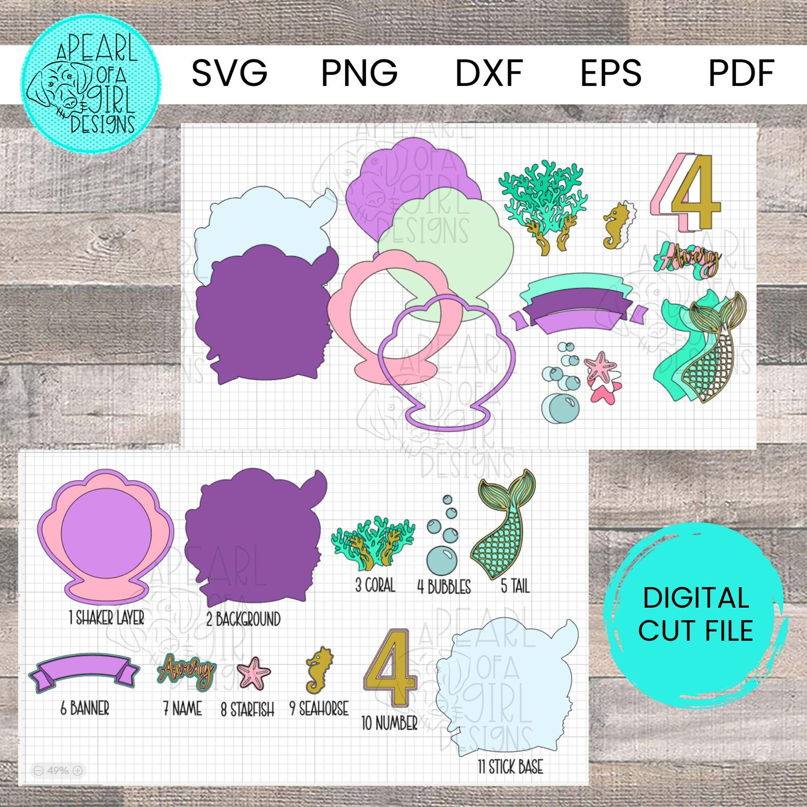 Mermaid Birthday Cake Topper, 3D Cake Topper SVG, Mermaid Cake Topper ...