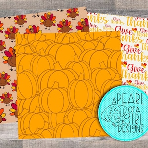 Give Thanks Digital Paper Pack, Printable, Digital Paper, Thanksgiving ...