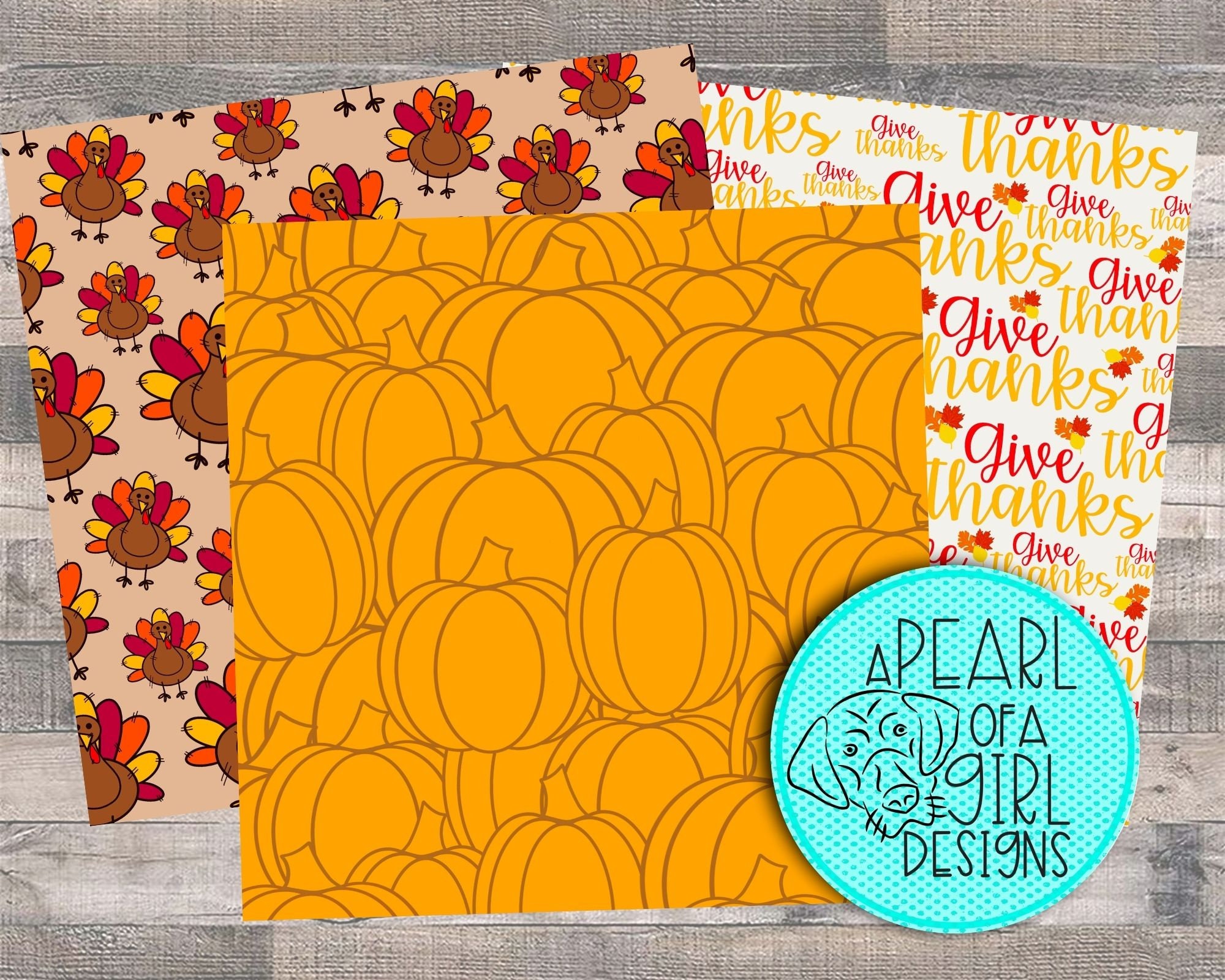 Give Thanks Digital Paper Pack, Printable, Digital Paper, Thanksgiving ...