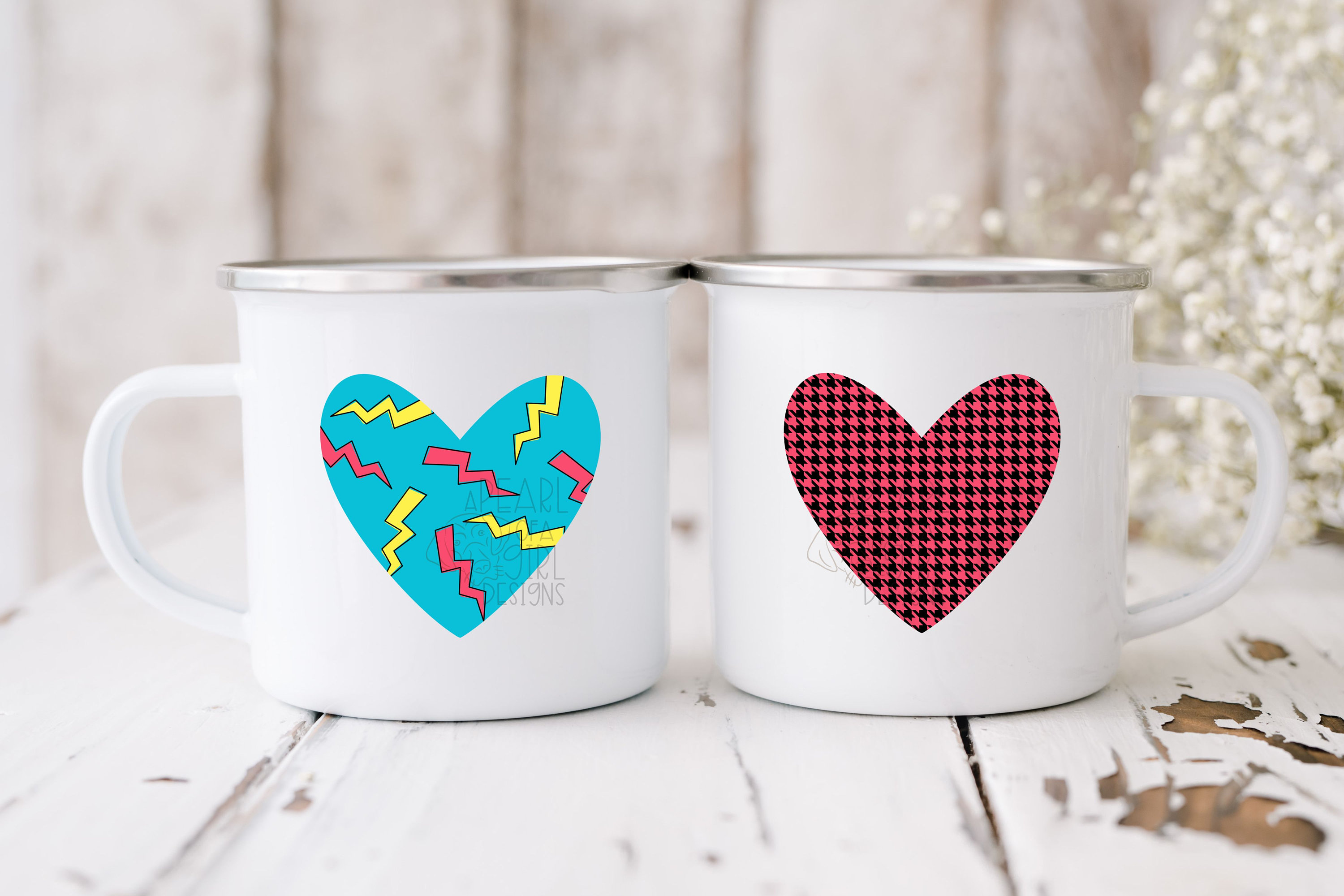 Retro Heart PNG, Retro Valentine PNG Bundle, Heart PNG Bundle, 1980's ...