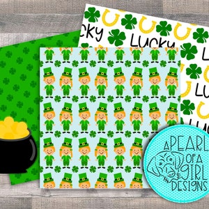 Lucky Leprechauns Digital Paper, St. Patrick's Day, Rainbow Clipart ...