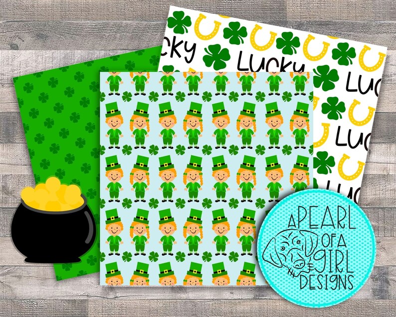 Lucky Leprechauns Digital Paper, St. Patrick's Day, Rainbow Clipart ...
